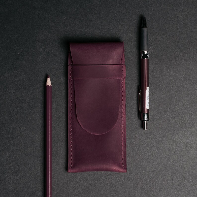 Leather Pen Holder, Pen Case, Custom Pencil Case, Slim Pen Pouch ...