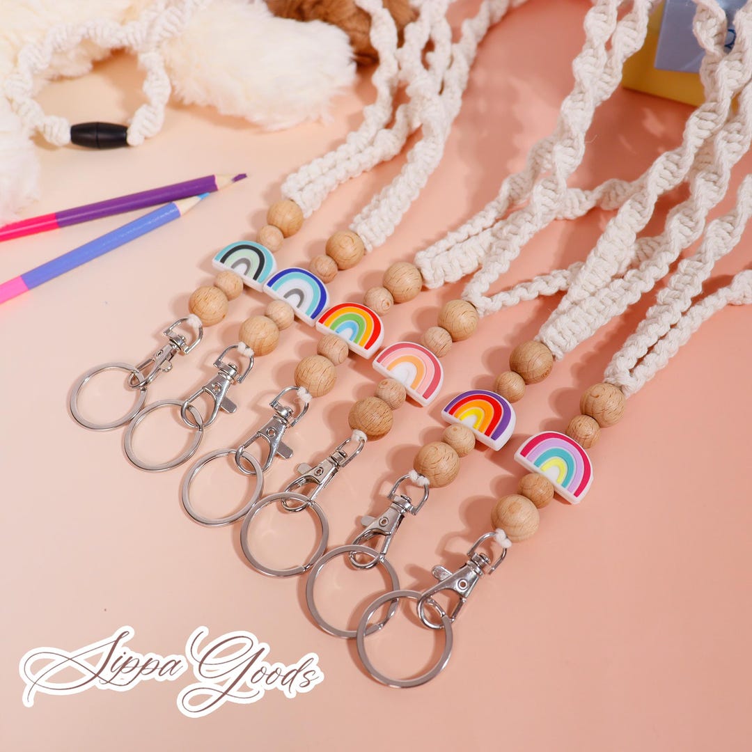 Colorful Cute Macrame Braided Lanyard Keychain,boho-chic Style,hand ...