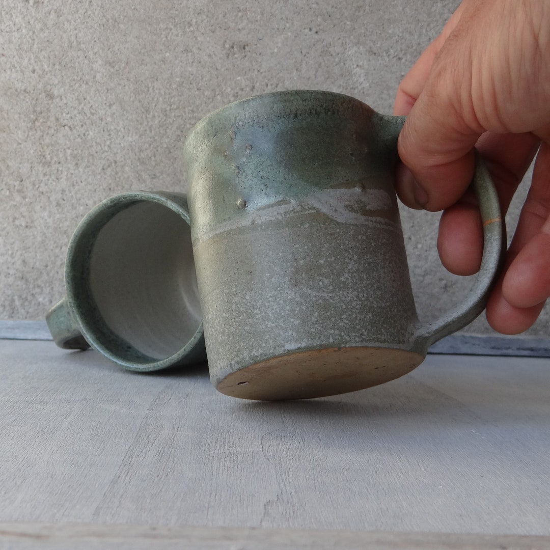 Handmade Pottery Mug Set: Stoneware Tea Coffee Cups, Wood Ash Glaze - Etsy