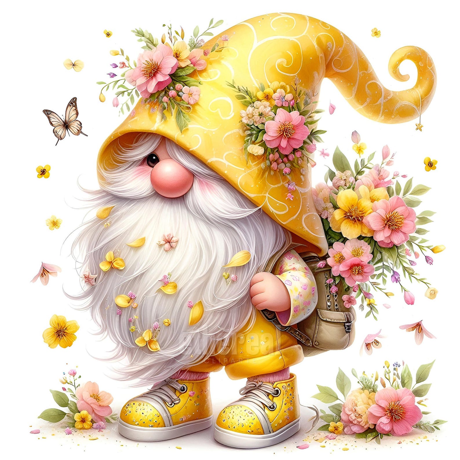 Spring Gnome Clipart, Gnomes Clip Art Bundle, Junk Journal, Flower ...