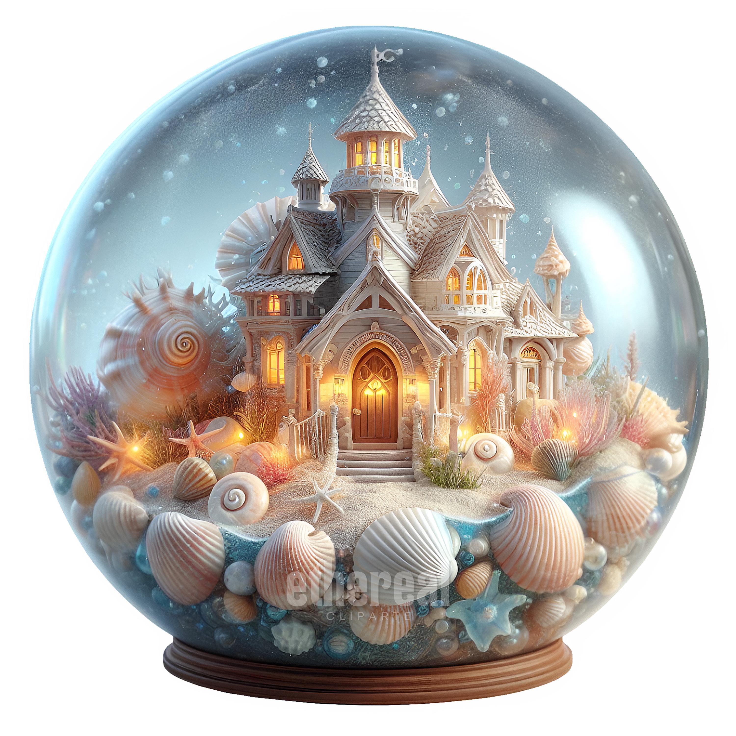 Seashell Fairy House Clipart, Underwater Castle, Whimsical Clip Art ...