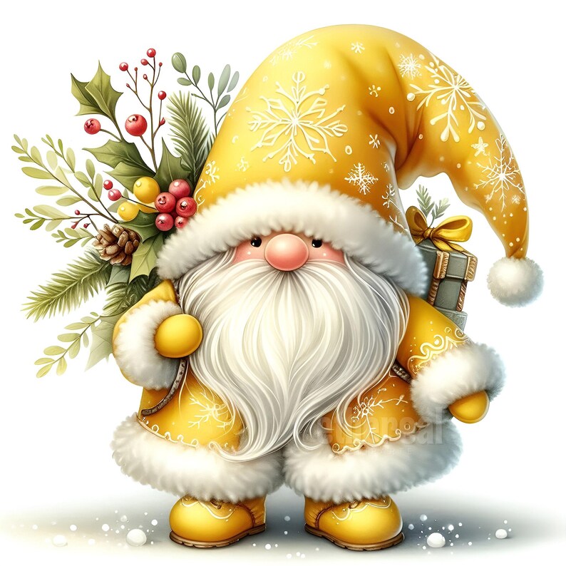 Christmas Gnome Clipart, Watercolor Gnomes Clip Art, Festive Santa ...