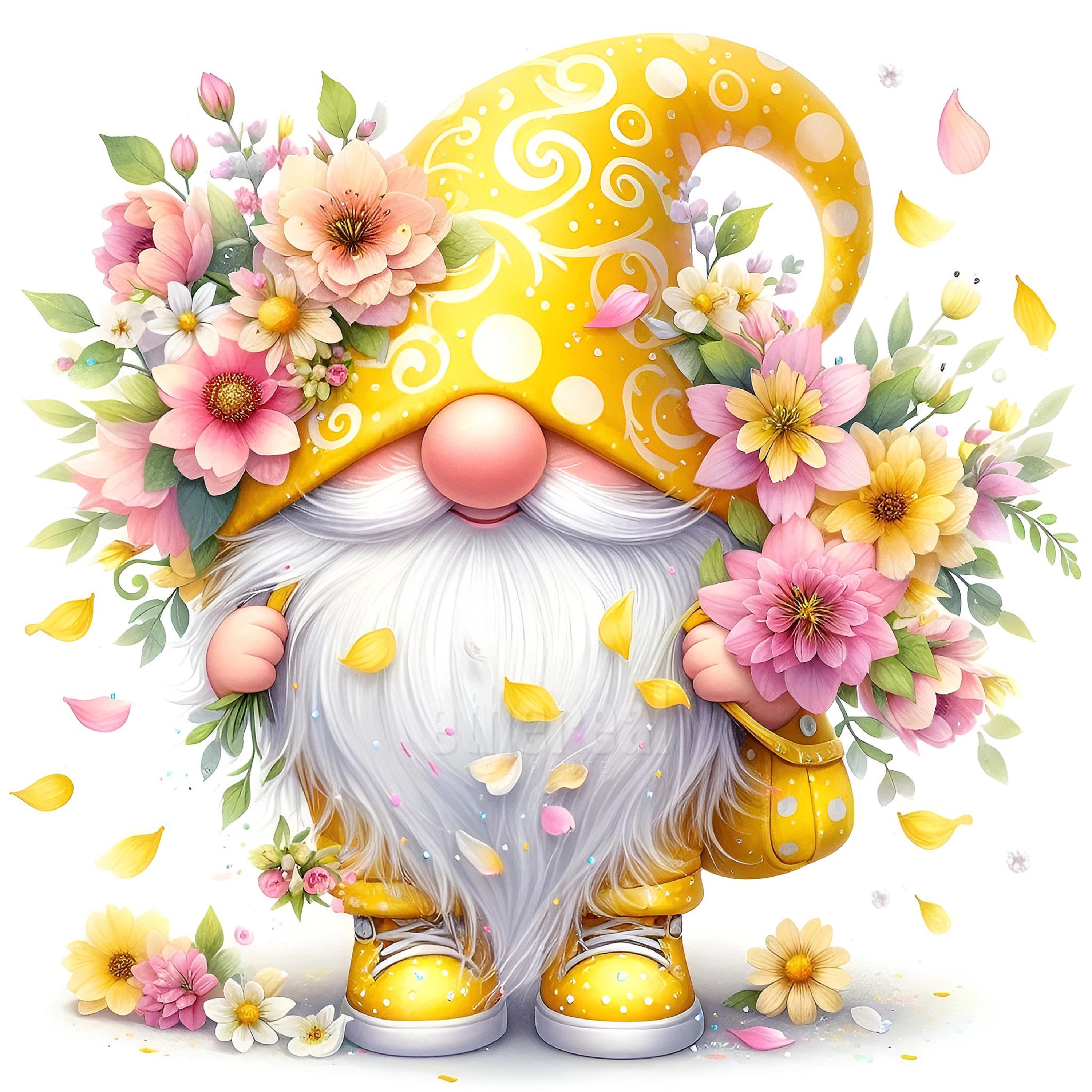 Spring Gnome Clipart, Gnomes Clip Art Bundle, Junk Journal, Flower ...
