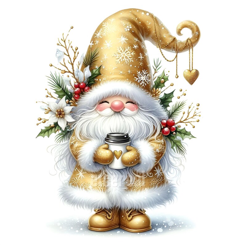 Christmas Gnome Clipart, Watercolor Gnomes Clip Art, Festive Santa ...