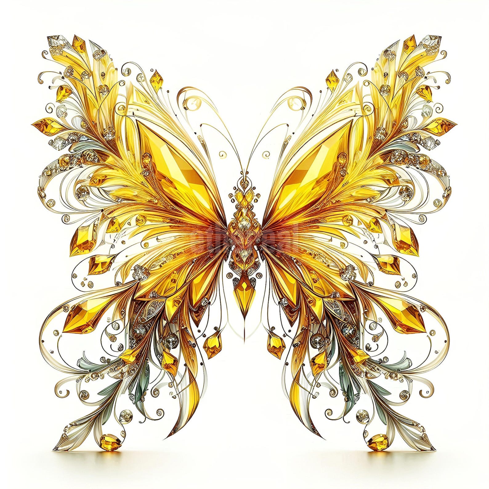 Yellow Crystal Butterfly Clipart Bundle, Digital Download (set of 10 ...