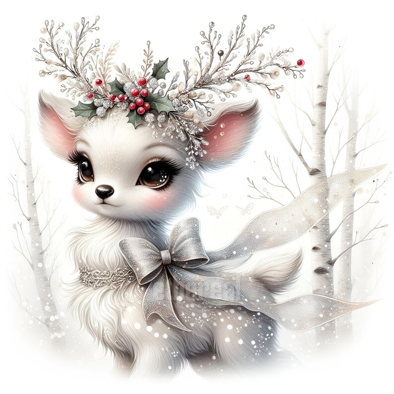 Christmas Reindeer Clipart, Watercolor Christmas Clip Art, Winter ...