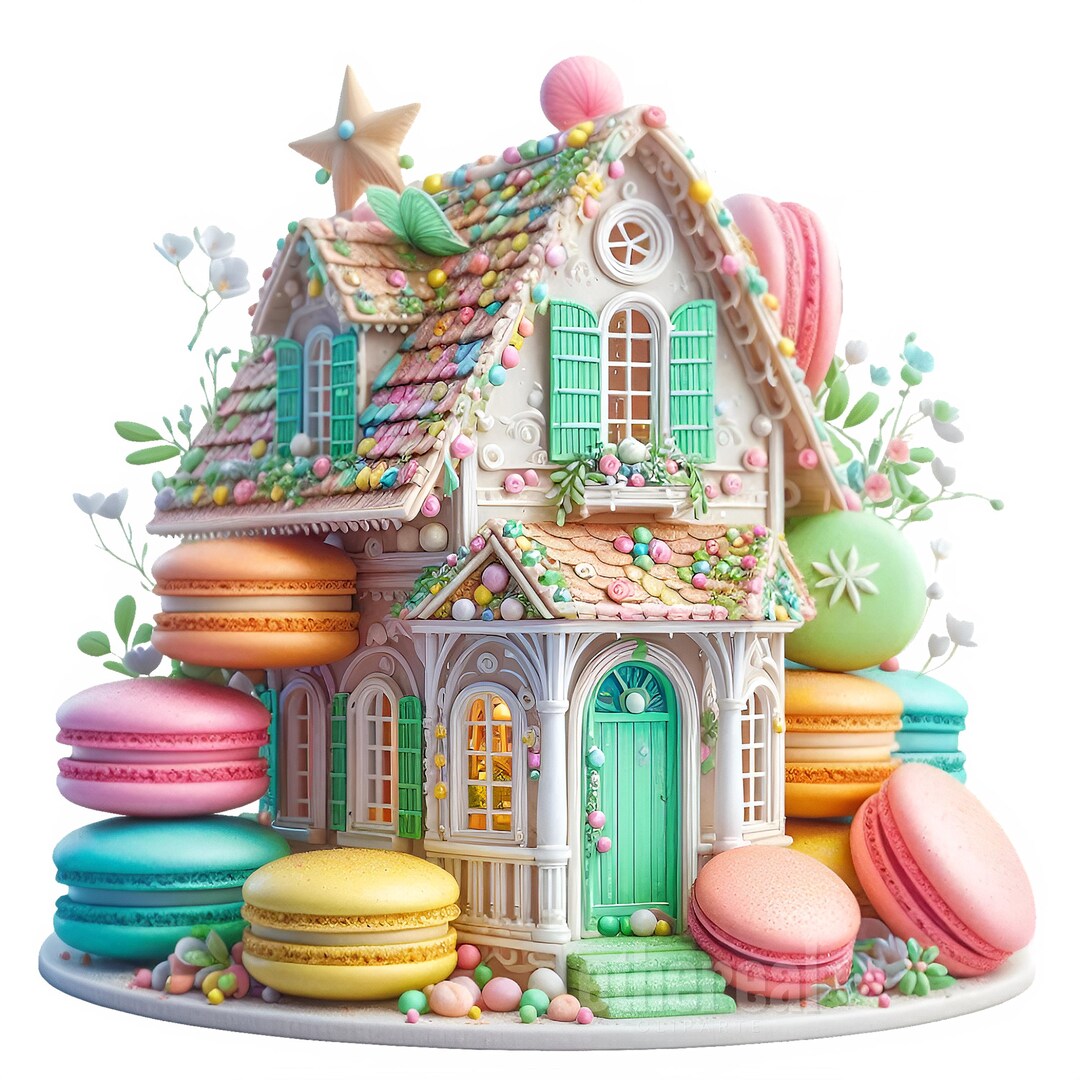 Macaron House Clipart, Fairy Tale Digital Art, Set of 10, Personal and ...