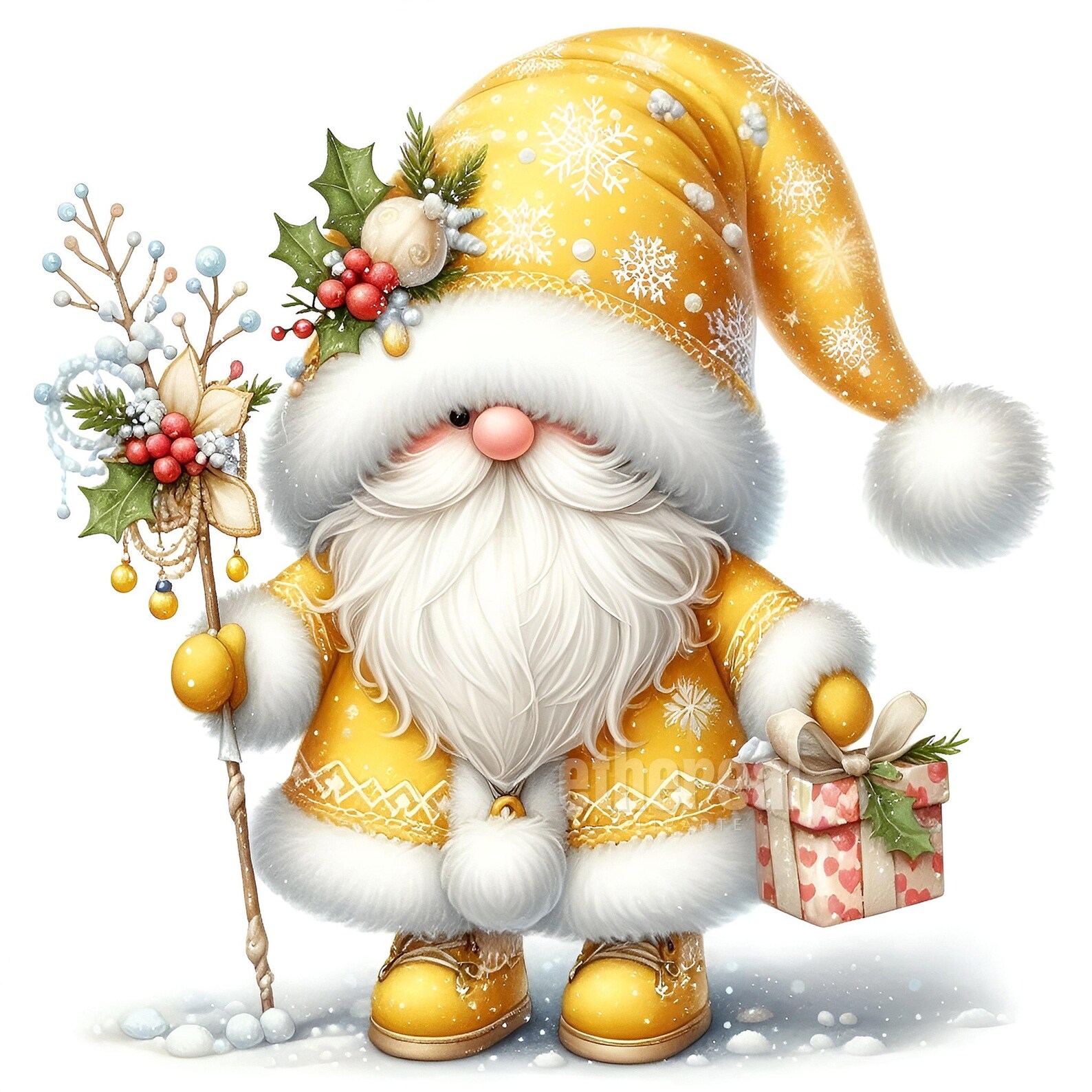Christmas Gnome Clipart, Watercolor Gnomes Clip Art, Festive Santa ...