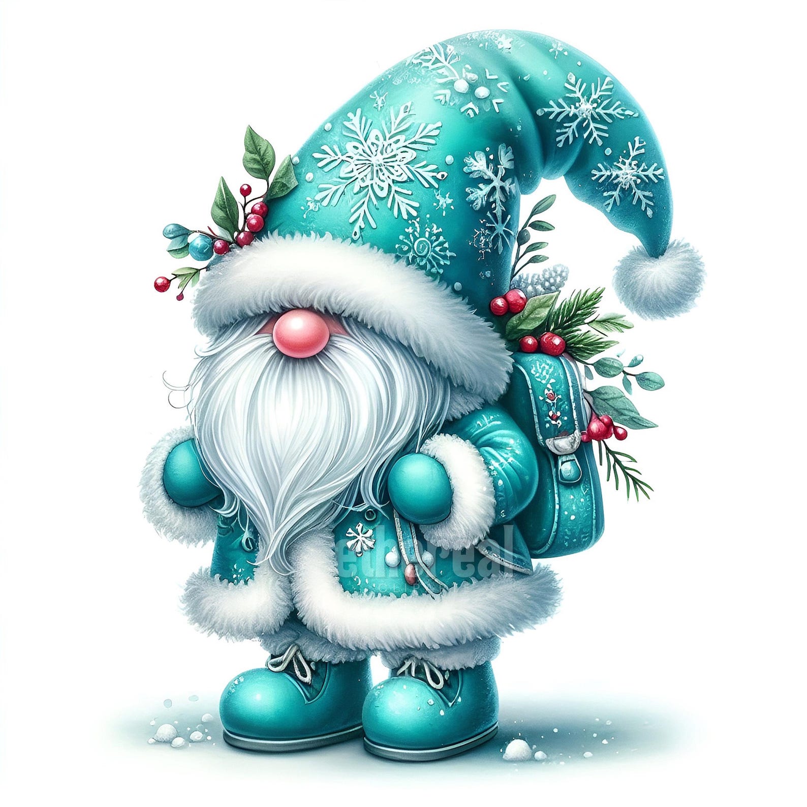 Christmas Gnome Clipart, Watercolor Gnomes Clip Art, Festive Santa ...