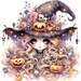 Pastel Halloween Witch Clipart Set, Spooky Kawaii Style (digital ...