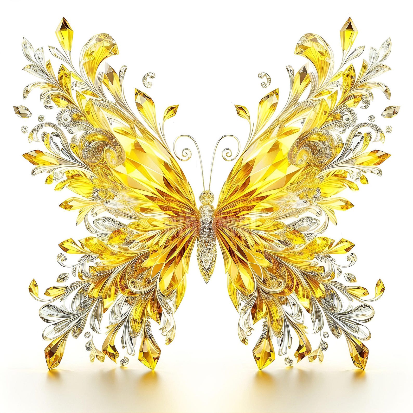 Yellow Crystal Butterfly Clipart Bundle, Digital Download (set of 10 ...