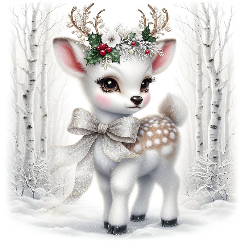 Christmas Reindeer Clipart, Watercolor Christmas Clip Art, Winter ...
