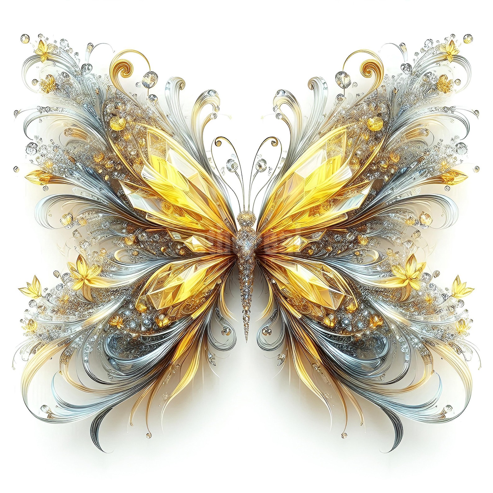 Yellow Crystal Butterfly Clipart Bundle, Digital Download (set of 10 ...