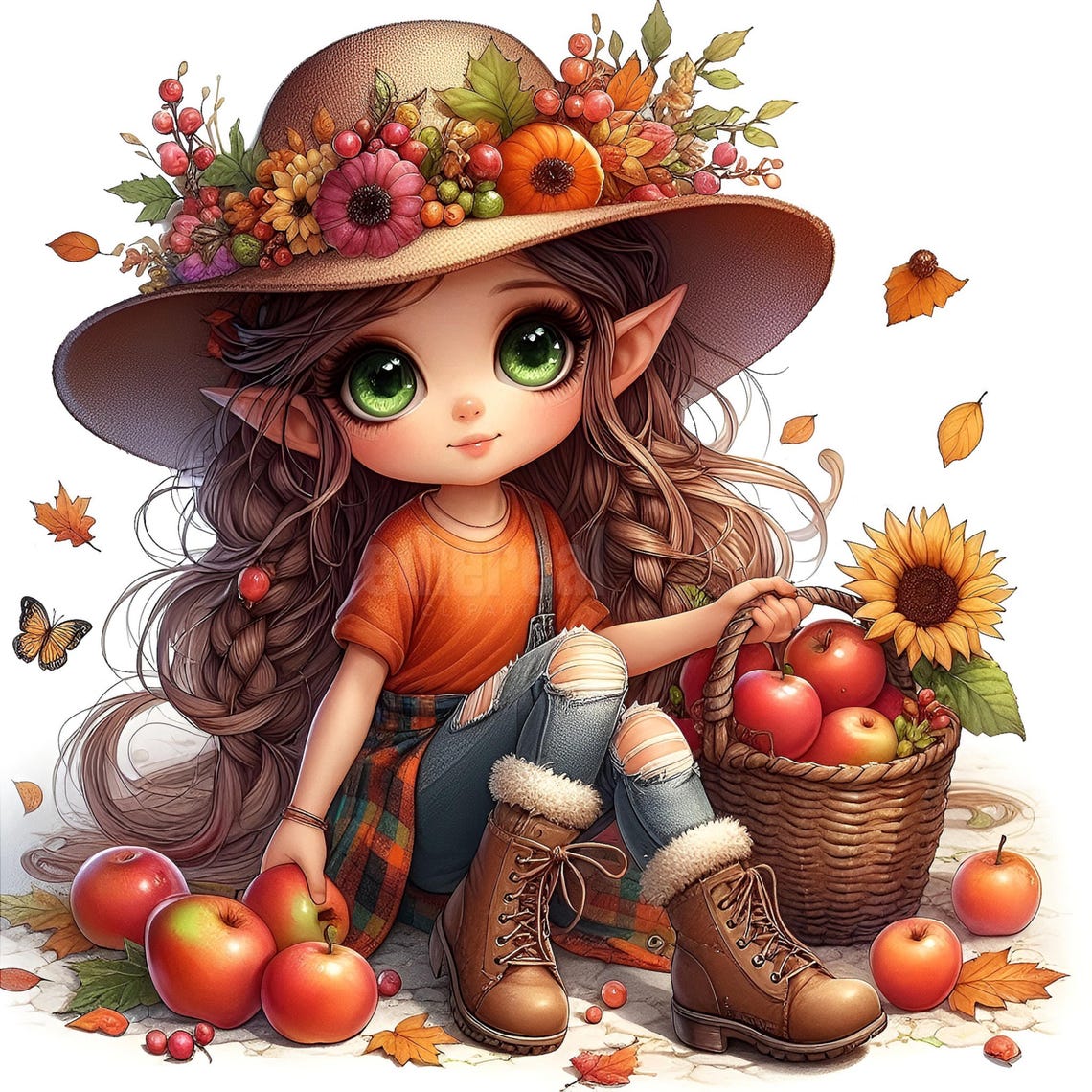 Watercolor Fall Gnome Clipart Bundle, Autumn Harvest, 10 Watercolor ...