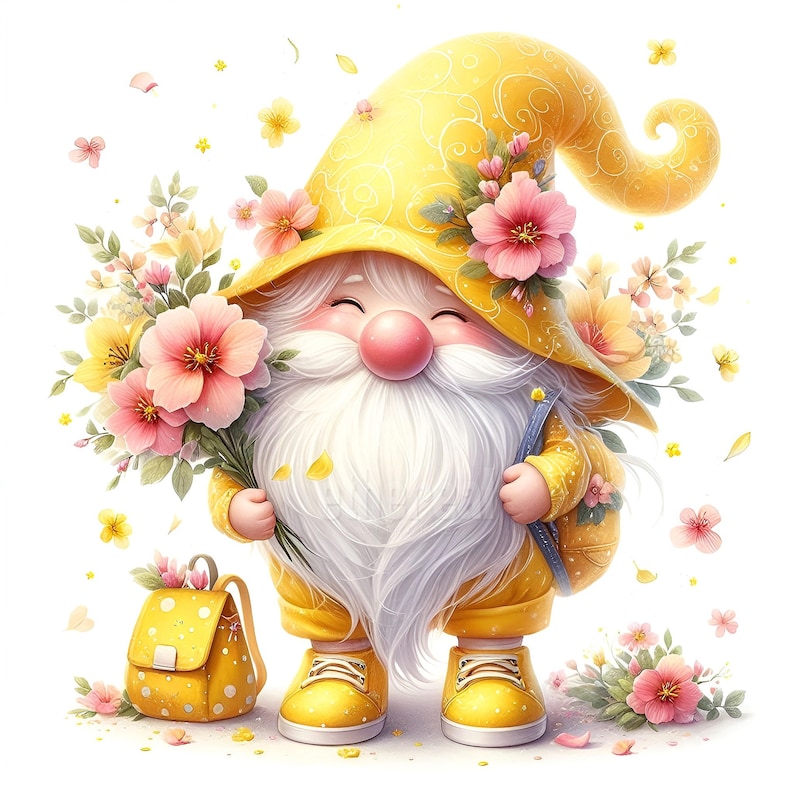 Spring Gnome Clipart, Gnomes Clip Art Bundle, Junk Journal, Flower ...