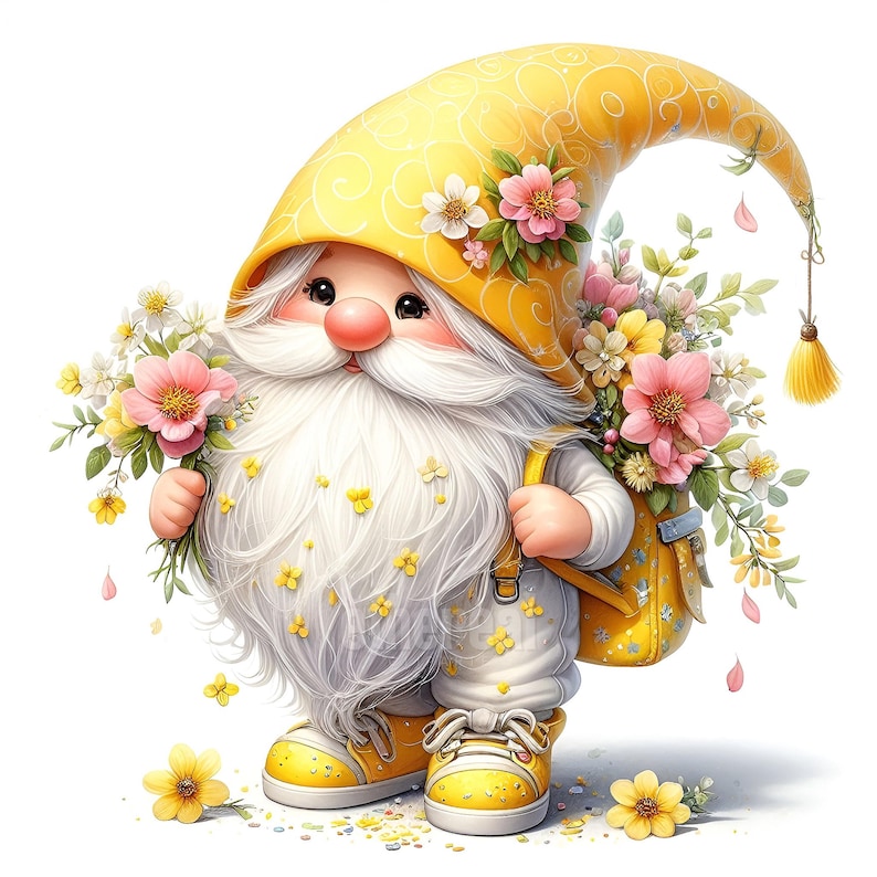 Spring Gnome Clipart, Gnomes Clip Art Bundle, Junk Journal, Flower ...