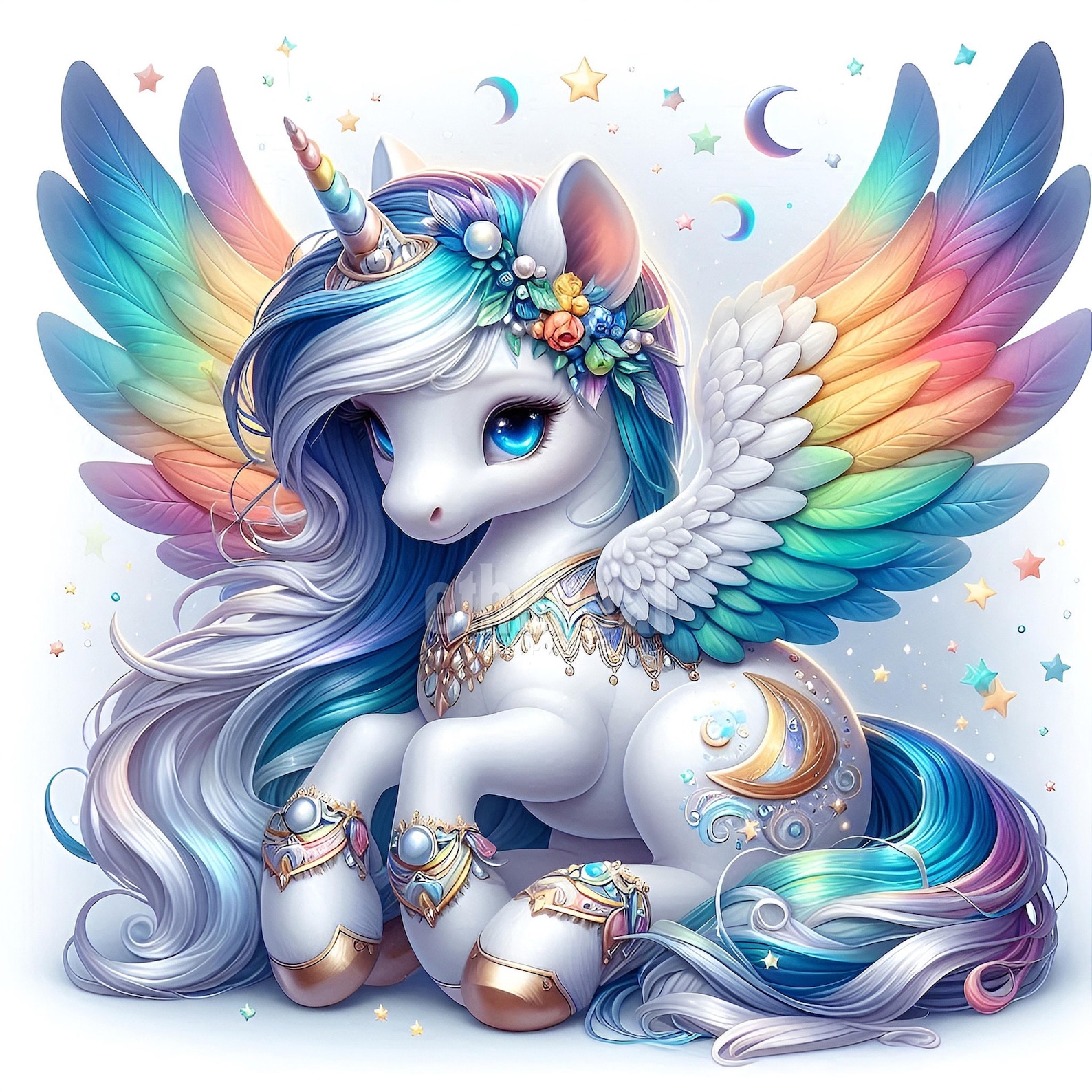 Rainbow Unicorn Clipart Bundle: Baby Watercolor Art (set of 10 ...