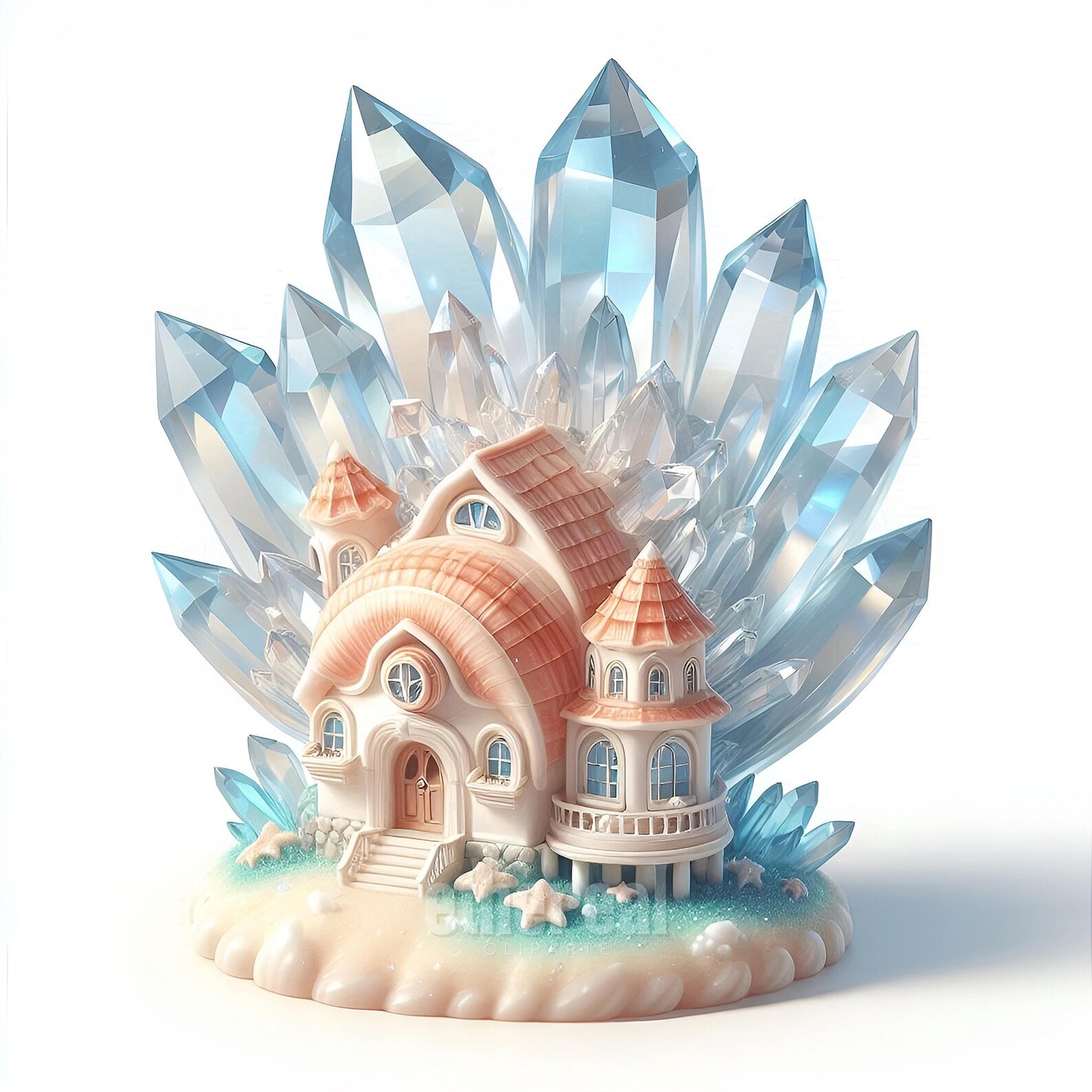 Seashell Fairy House Clipart, Underwater Fantasy Clip Art, Whimsical ...