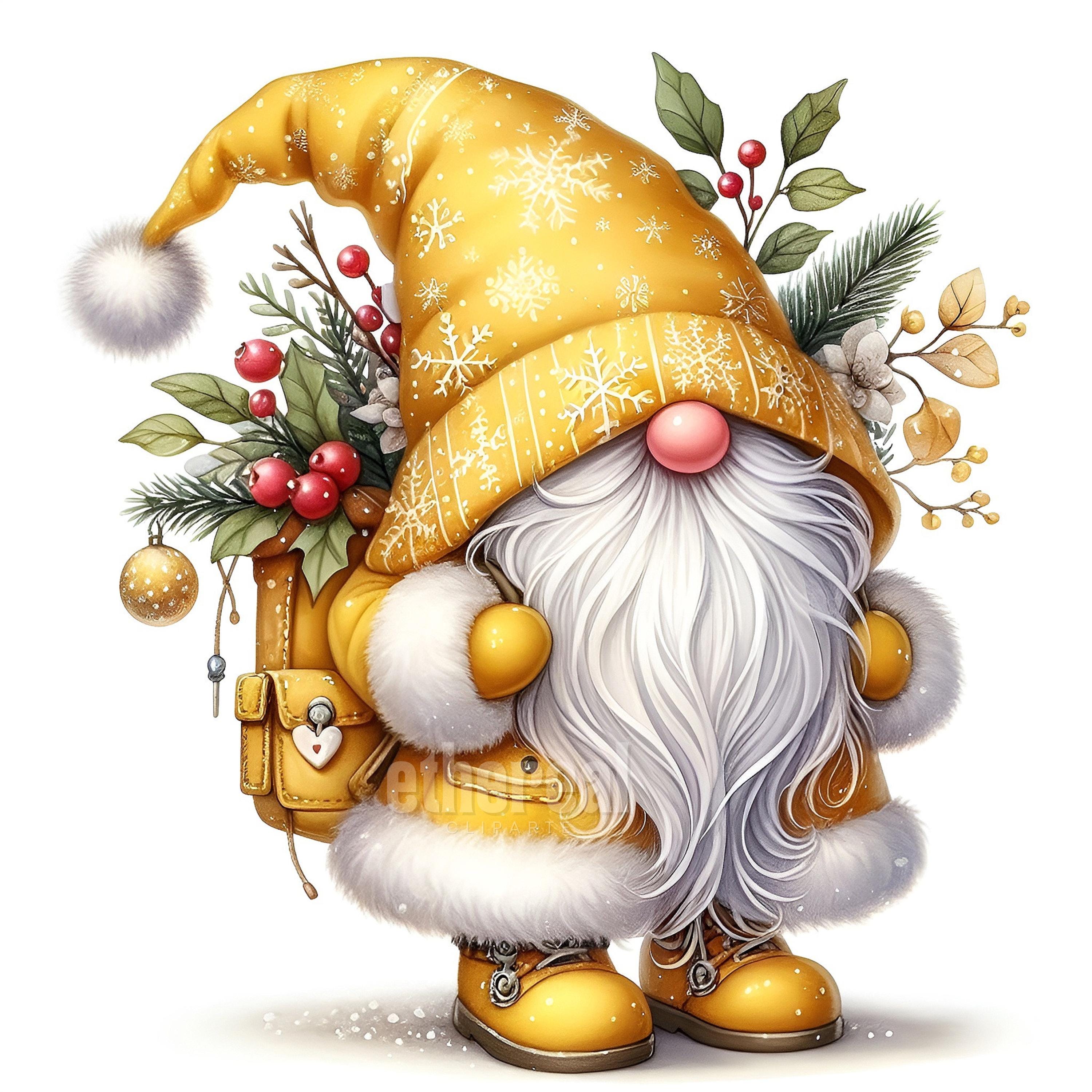 Christmas Gnome Clipart, Watercolor Gnomes Clip Art, Festive Santa ...