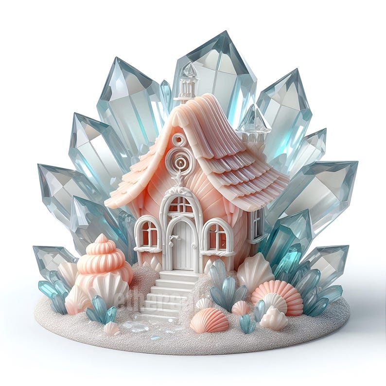 Seashell Fairy House Clipart, Underwater Fantasy Clip Art, Whimsical ...