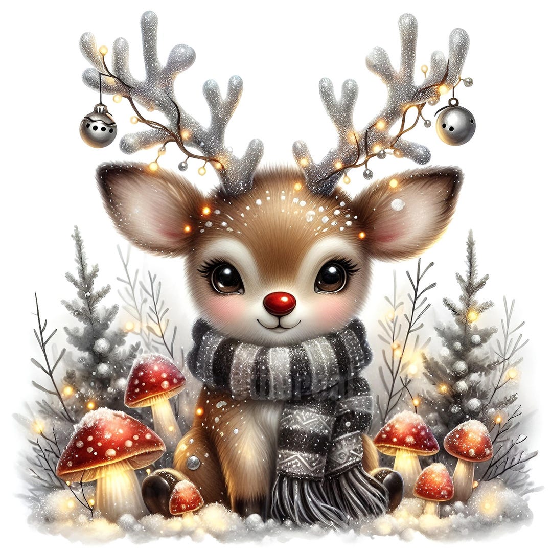 Christmas Reindeer Clipart, Watercolor Christmas Clip Art, Winter ...