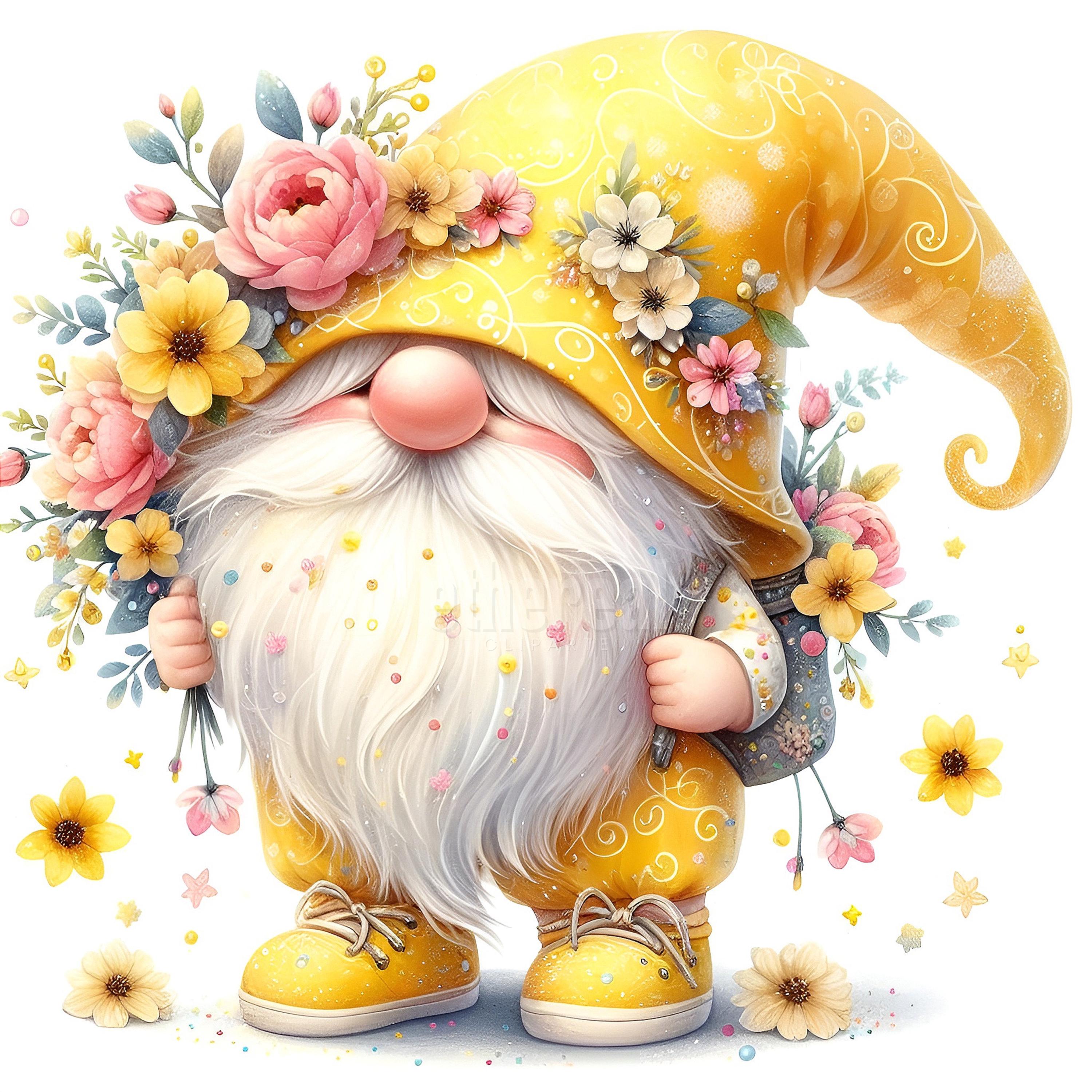 Spring Gnome Clipart, Gnomes Clip Art Bundle, Junk Journal, Flower ...