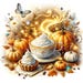 Autumn Coffee Latte Clipart, Whimsical Clip Art, Thanksgiving Harvest ...