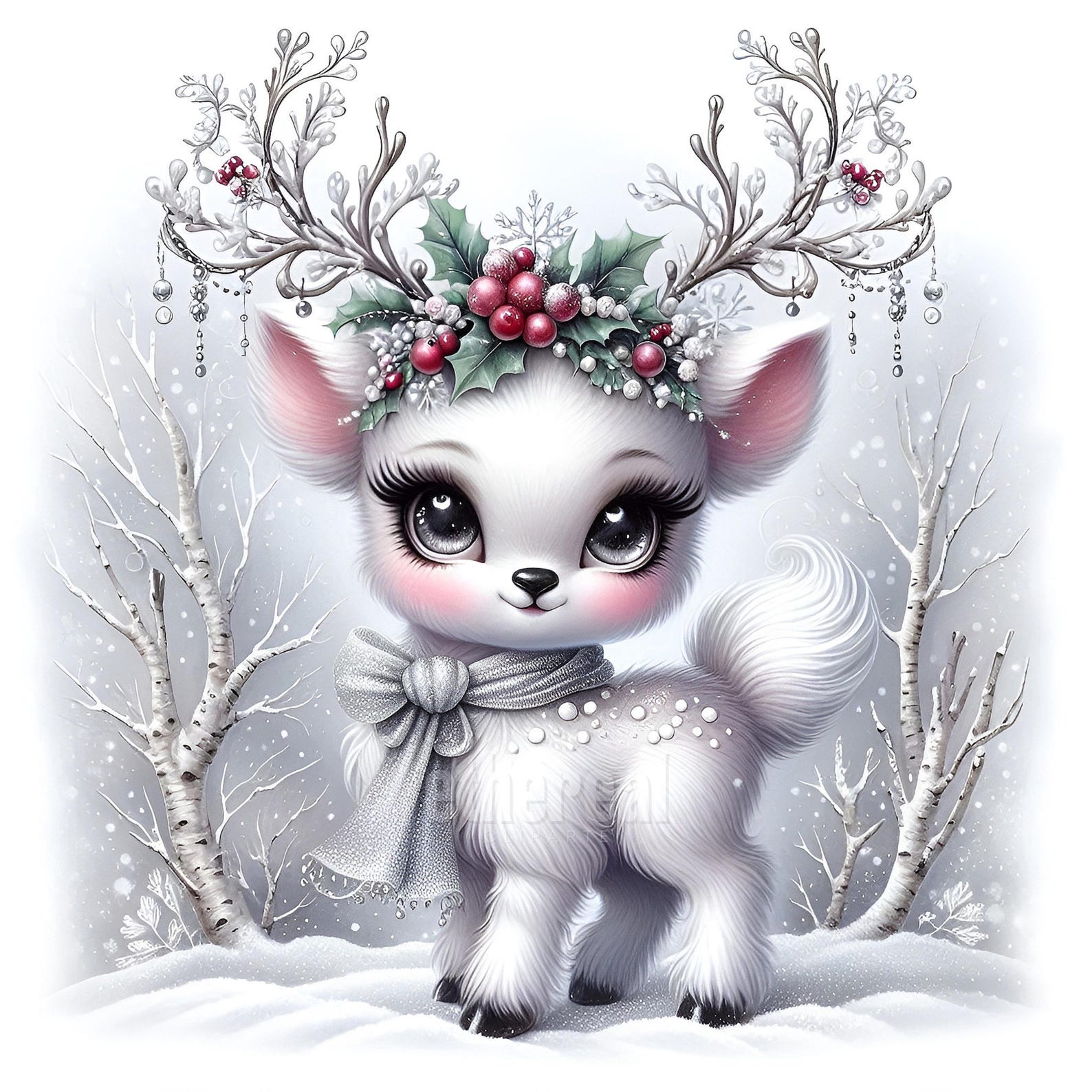Christmas Reindeer Clipart, Watercolor Christmas Clip Art, Winter ...