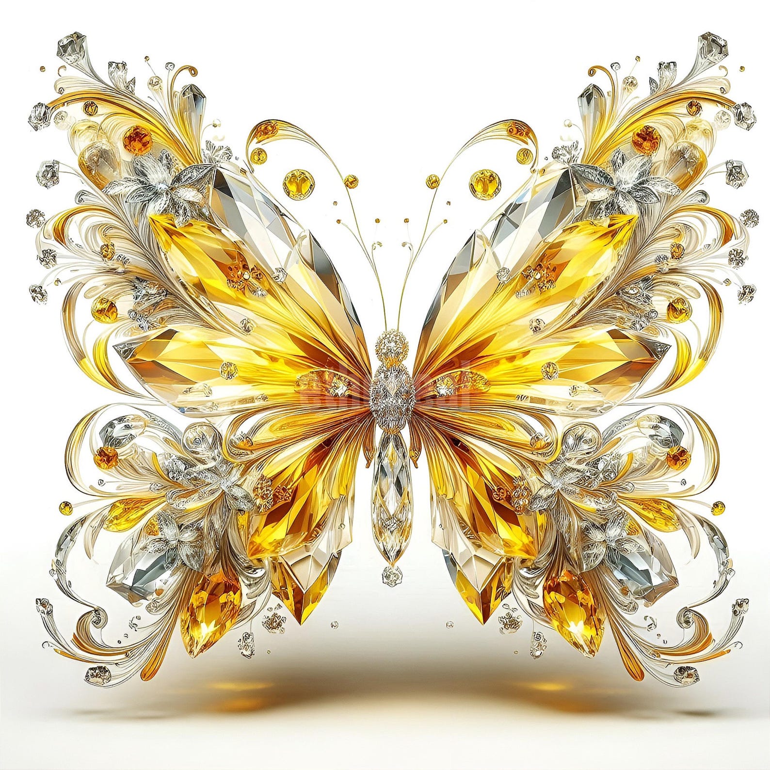 Yellow Crystal Butterfly Clipart Bundle, Digital Download (set of 10 ...