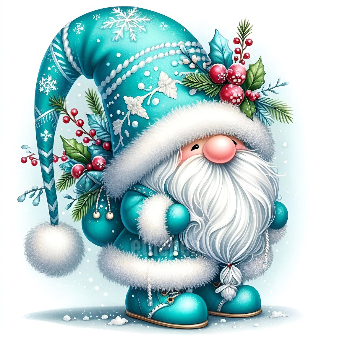 Christmas Gnome Clipart, Watercolor Gnomes Clip Art, Festive Santa ...