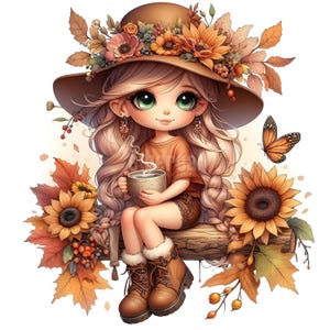 Watercolor Fall Gnome Clipart Bundle: Autumn Harvest, Commercial Use ...