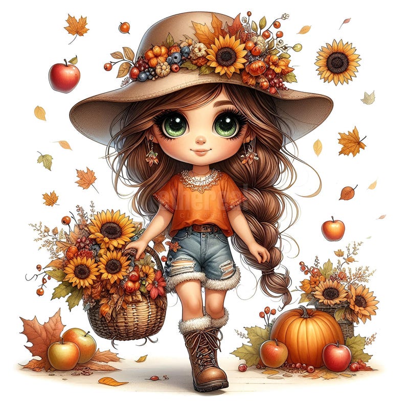 Watercolor Fall Gnome Clipart Bundle, Autumn Harvest, 10 Watercolor ...