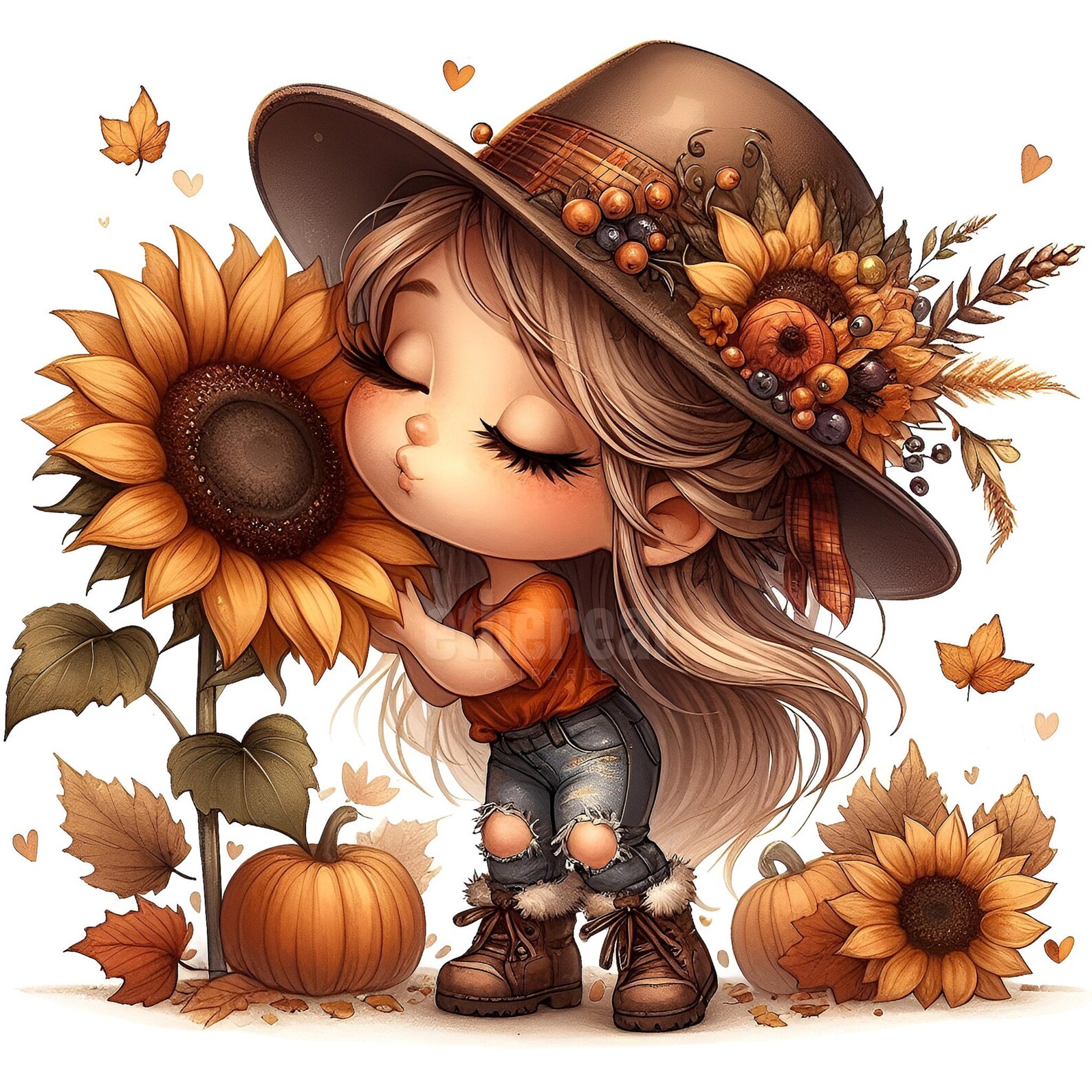Fall Gnome Clipart, Autumn Gnomes Clip Art, Sunflower Harvest ...