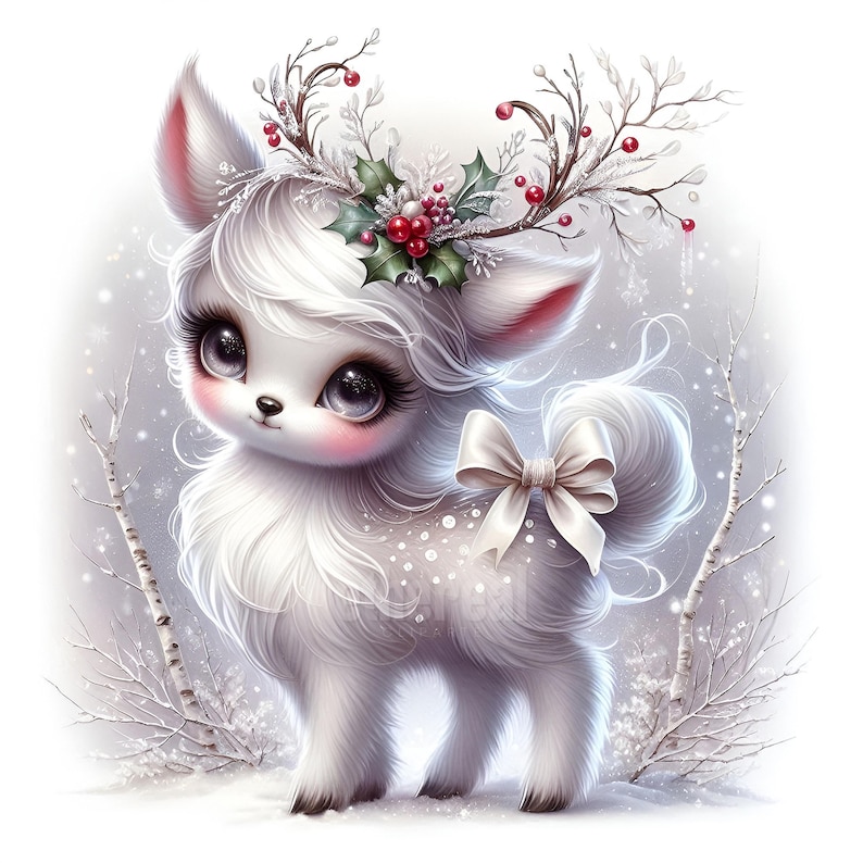Christmas Reindeer Clipart, Watercolor Christmas Clip Art, Winter ...
