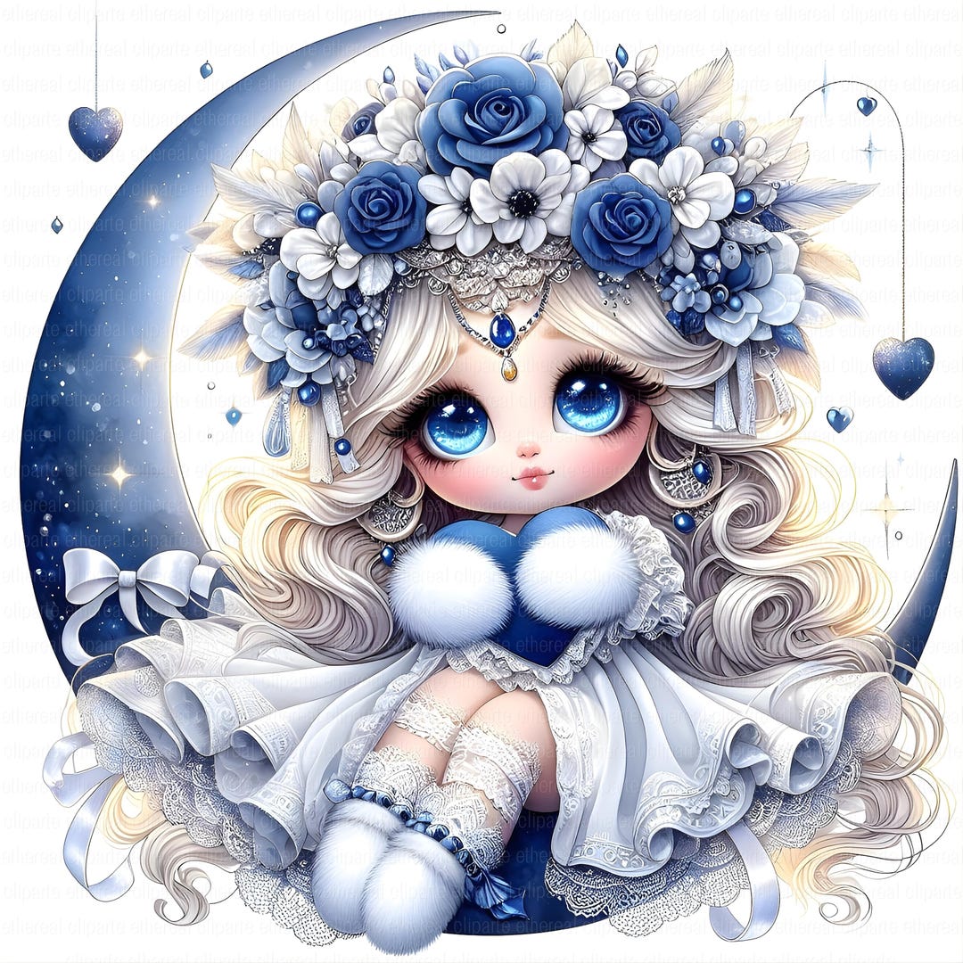 Gnome Clipart, Moon Princess, Elegant Gnomes Clip Art, Whimsical Junk ...
