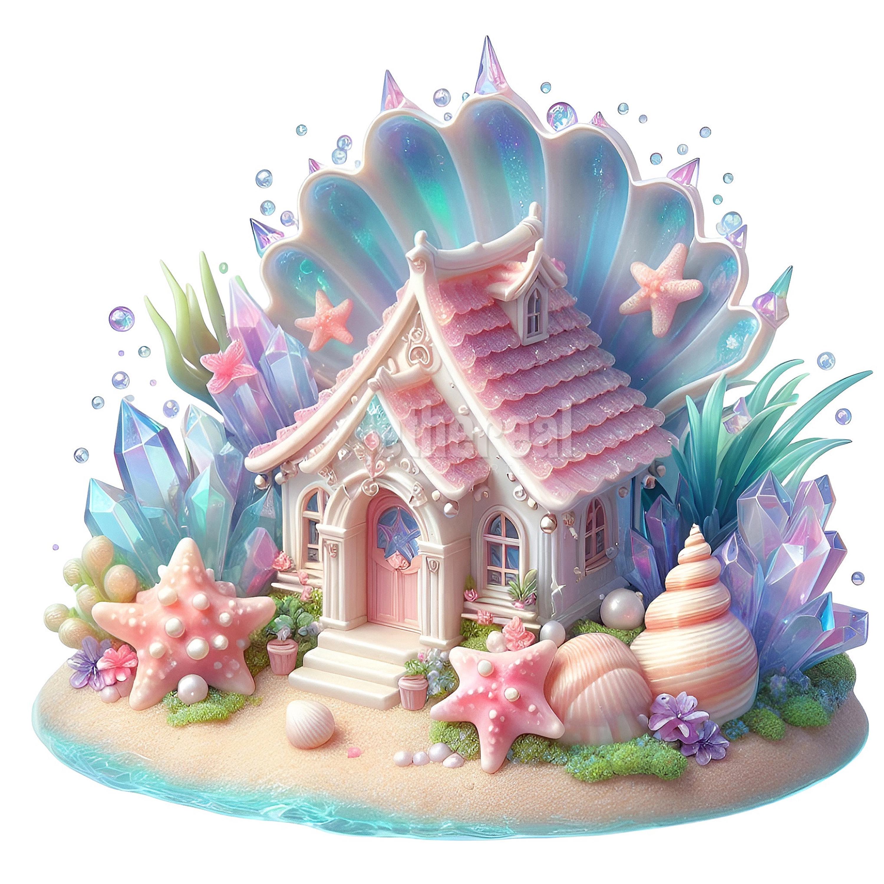 Seashell Fairy House Clipart, Underwater Fantasy Clip Art, Whimsical ...