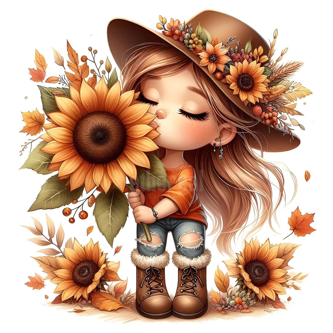 Fall Gnome Clipart, Autumn Gnomes Clip Art, Sunflower Harvest ...