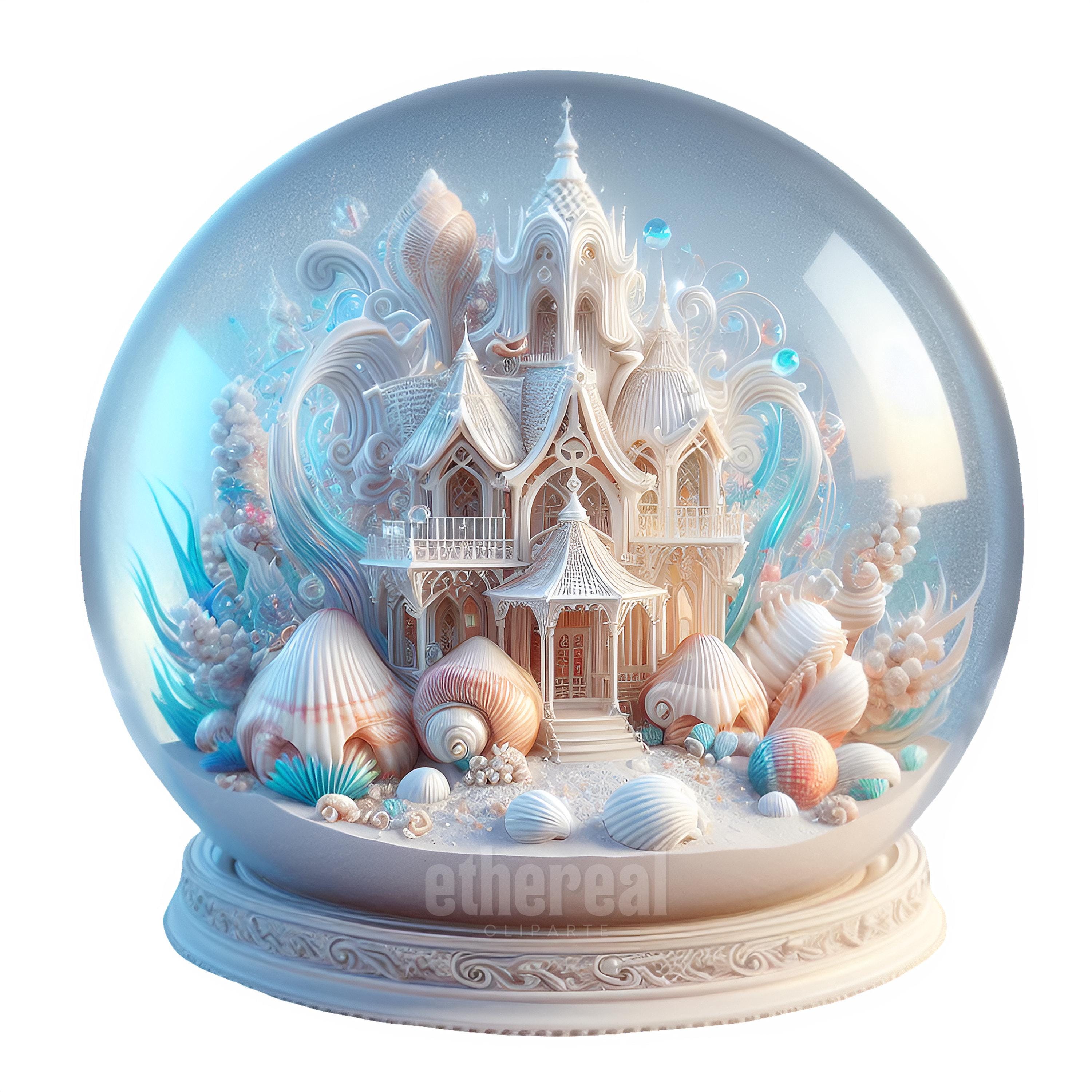 Seashell Fairy House Clipart, Underwater Castle, Whimsical Clip Art ...