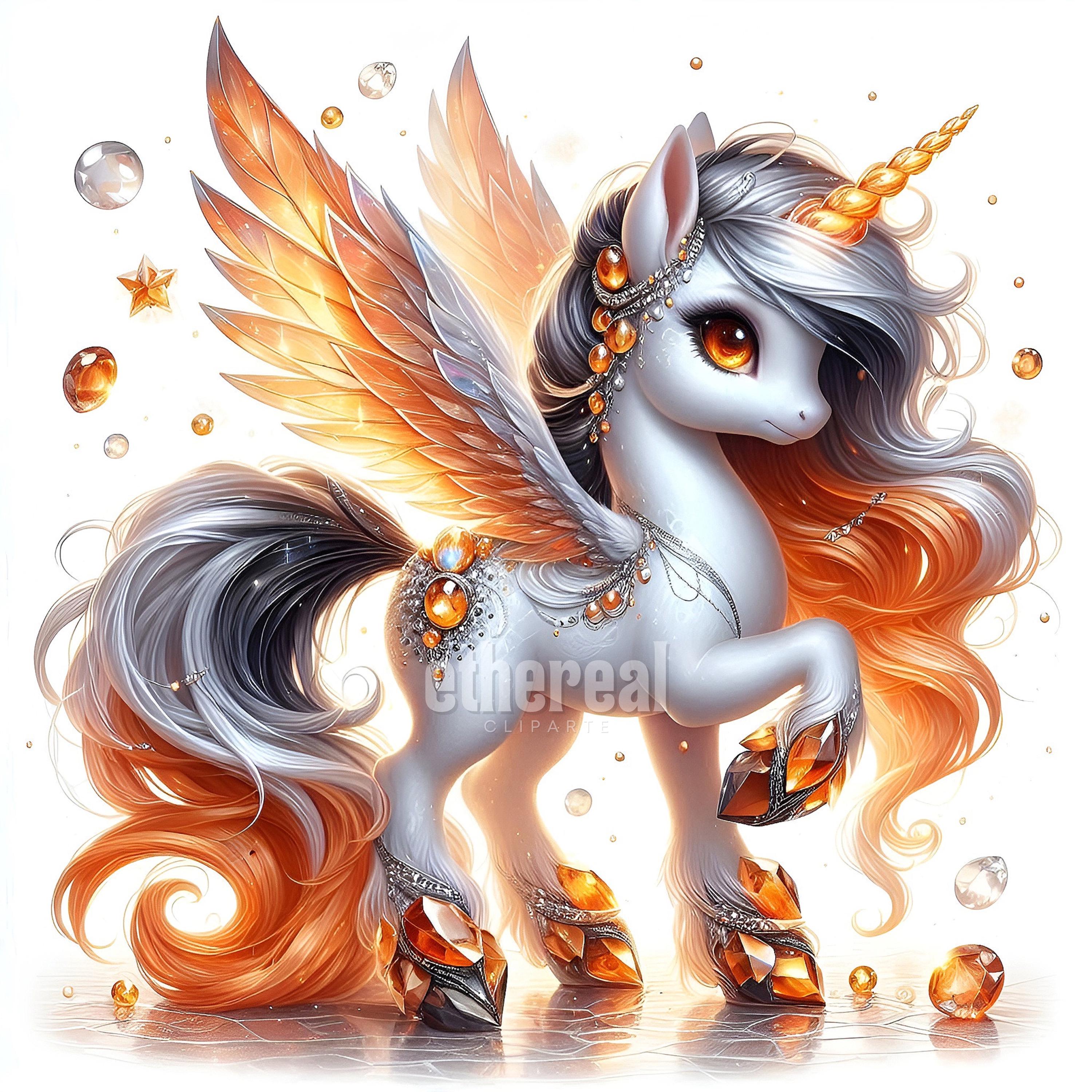 Baby Unicorn Clipart, Unicorn Clipart, Black Orange Unicorn Clip Art ...