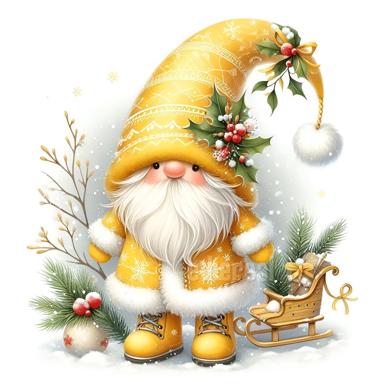 Christmas Gnome Clipart, Watercolor Gnomes Clip Art, Festive Santa ...