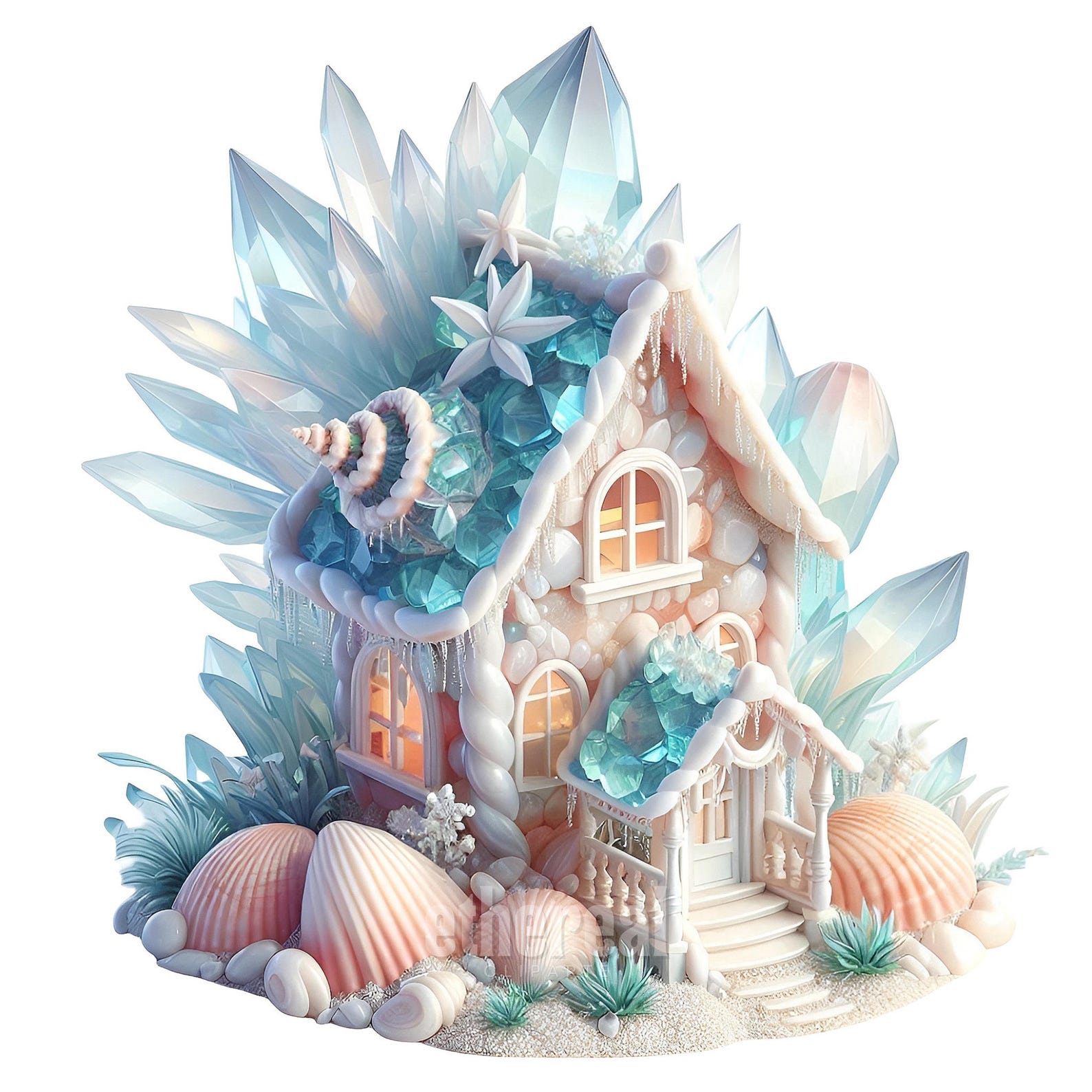 Seashell Fairy House Clipart, Underwater Fantasy Clip Art, Whimsical ...