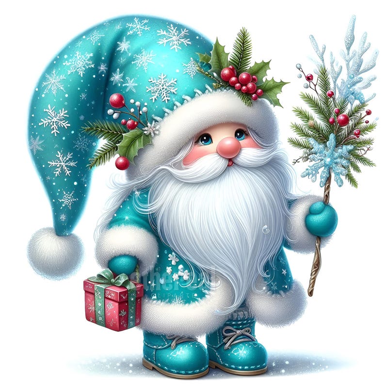 Christmas Gnome Clipart, Watercolor Gnomes Clip Art, Festive Santa ...