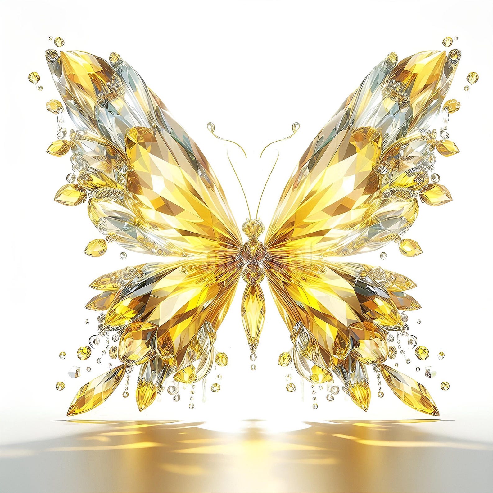 Yellow Crystal Butterfly Clipart Bundle, Digital Download (set of 10 ...