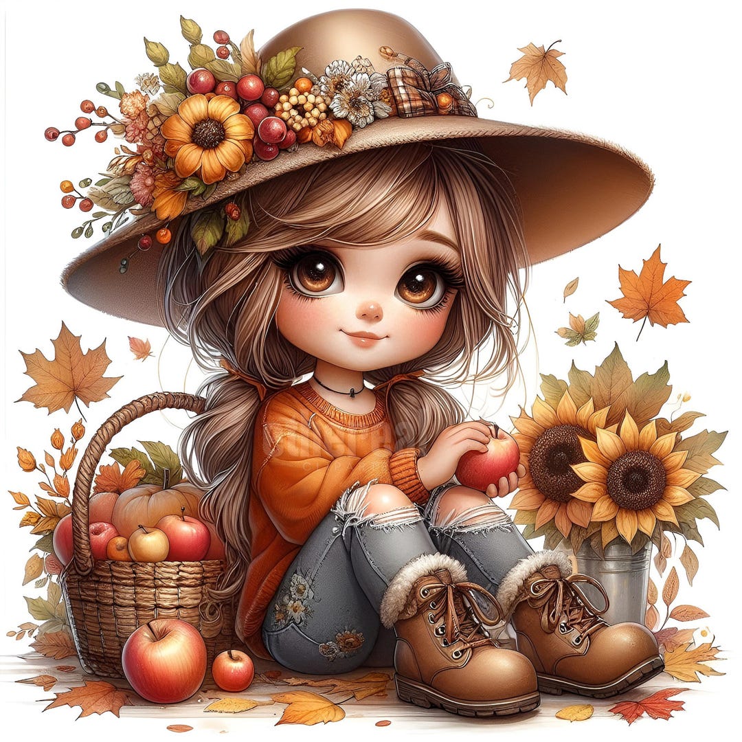 Watercolor Fall Gnome Clipart Bundle, Autumn Harvest, 10 Watercolor ...