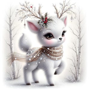 Christmas Reindeer Clipart, Watercolor Christmas Clip Art, Winter ...