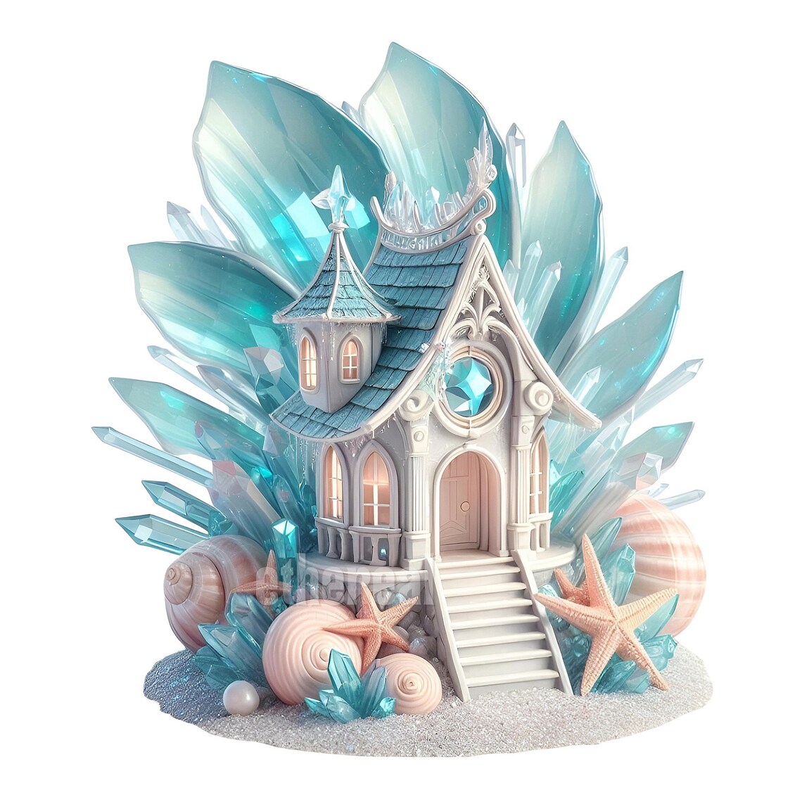 Seashell Fairy House Clipart, Underwater Fantasy Clip Art, Whimsical ...