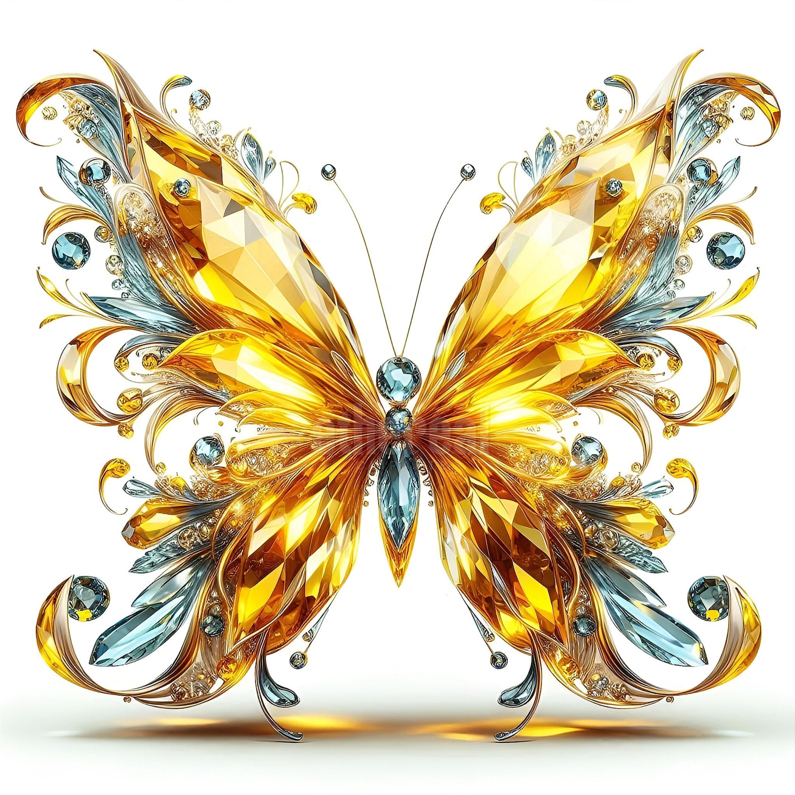 Yellow Crystal Butterfly Clipart Bundle, Digital Download (set of 10 ...