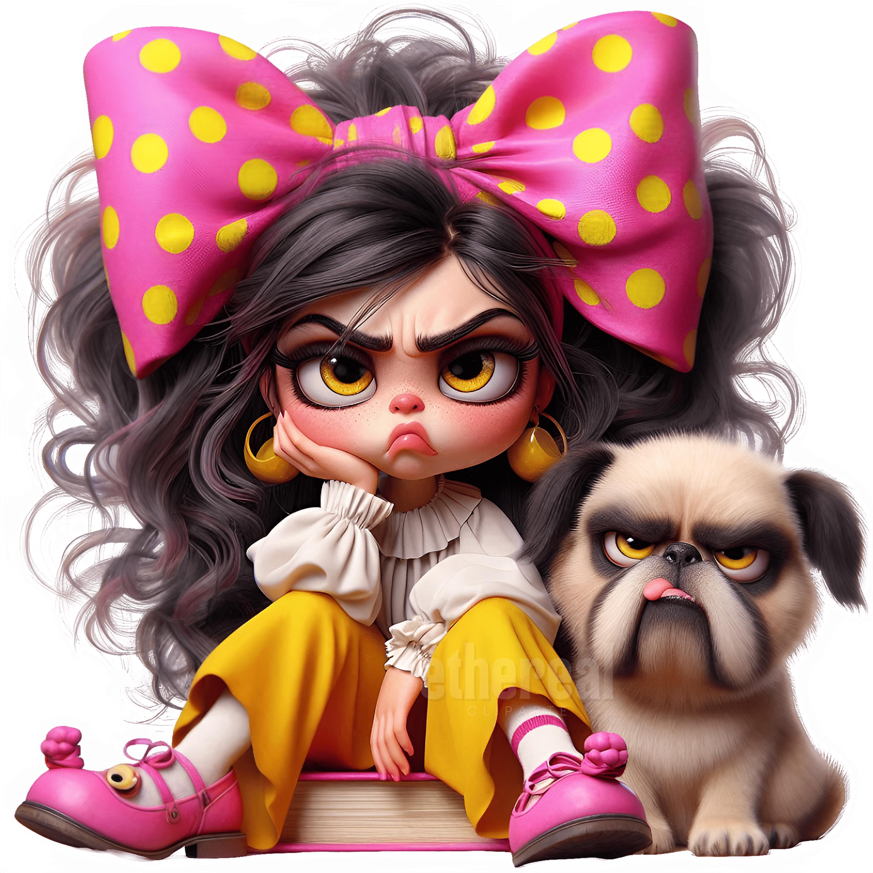Moody Quirky Girl Clipart PNG Digital Sticker Sassy Planners ...