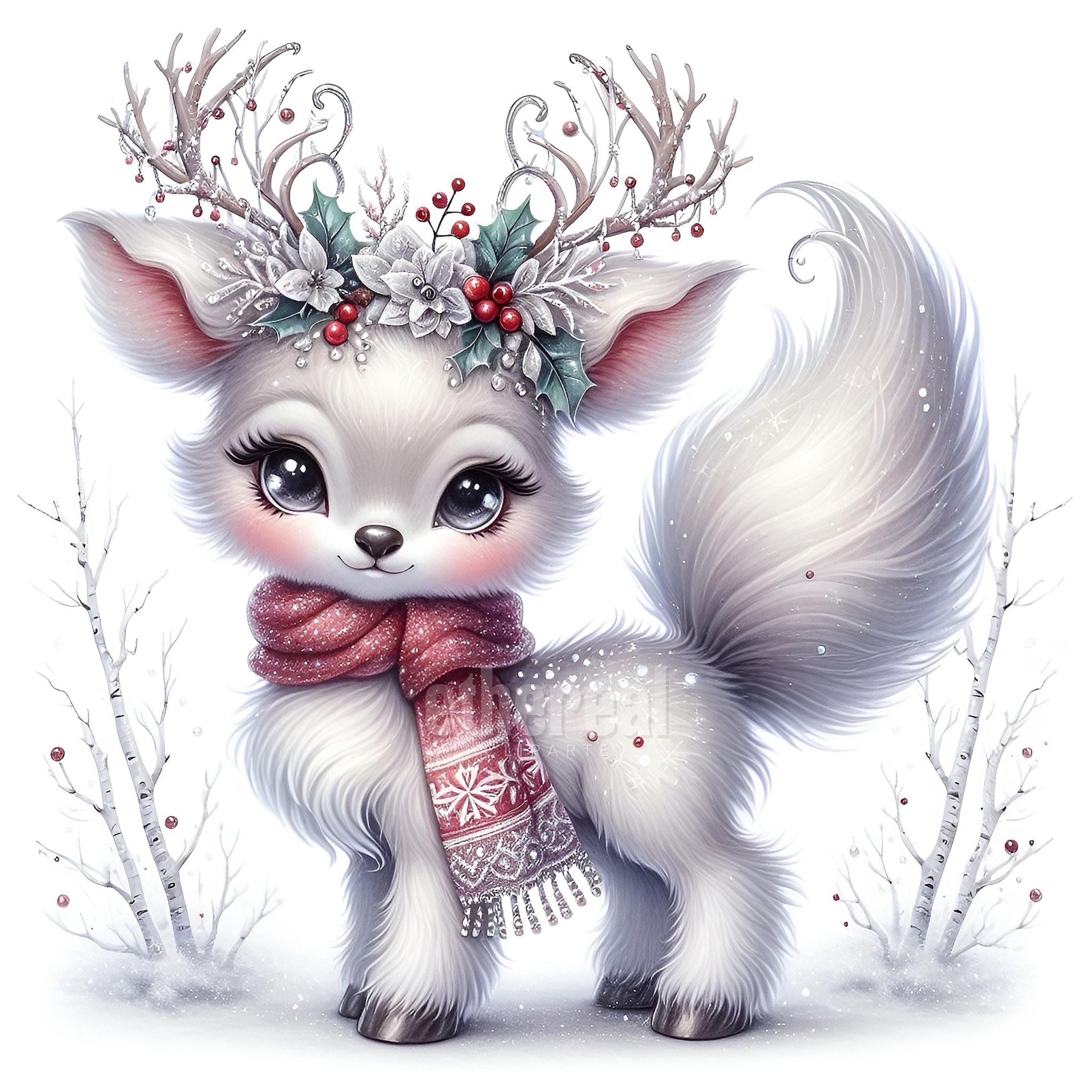 Christmas Reindeer Clipart, Watercolor Christmas Clip Art, Winter ...