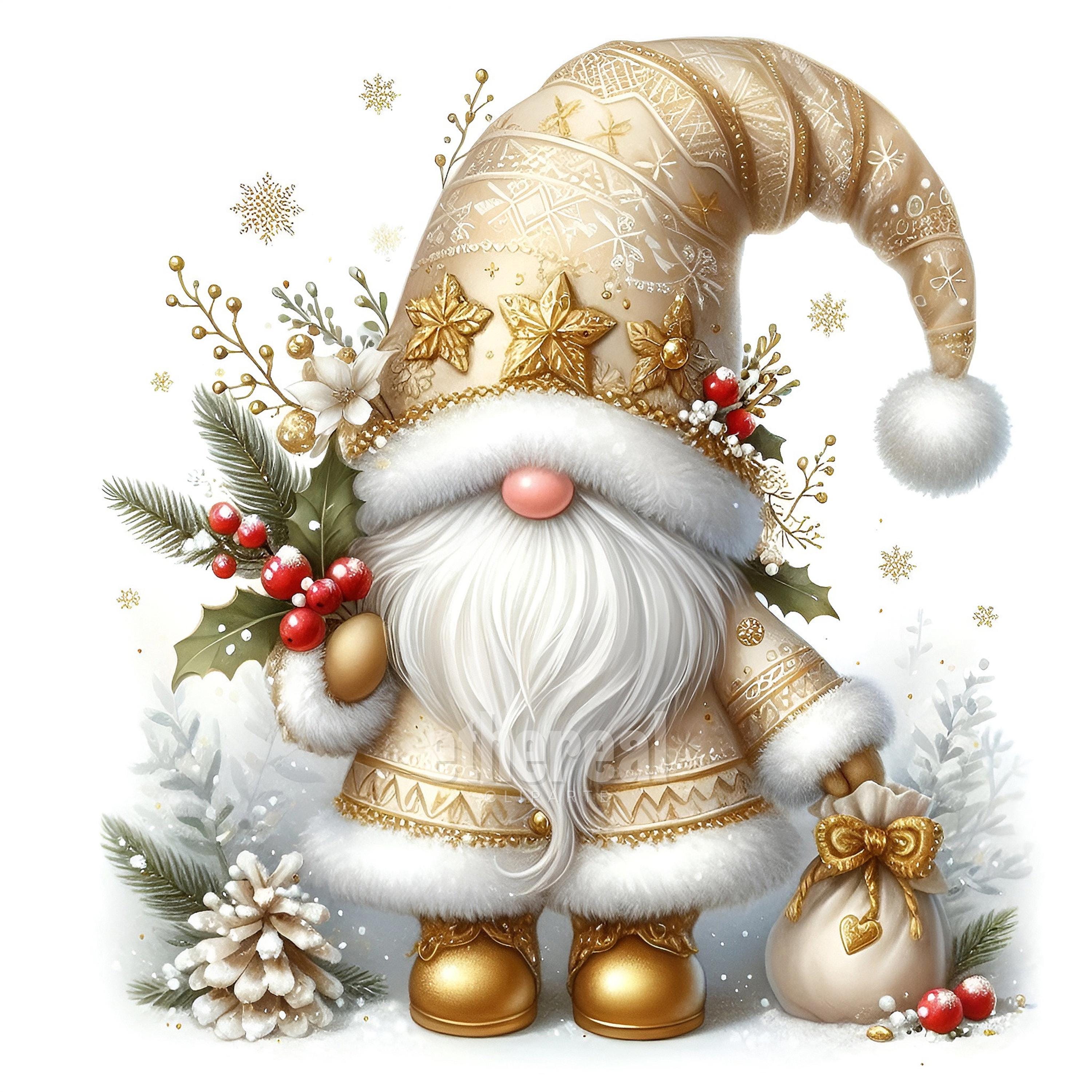 Christmas Gnome Clipart, Watercolor Gnomes Clip Art, Festive Santa ...